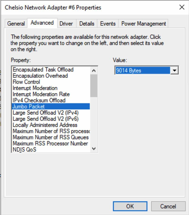 How do I enable Jumbo Frames on a server?