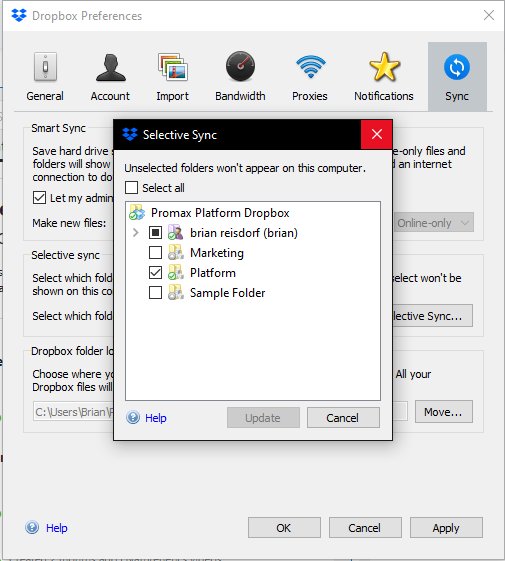 How can I connect and use Dropbox with my Platform System?